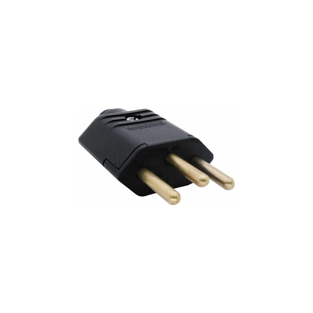 PLUG MACHO 2P+T 10A PLD1-3 PARA EXTENSÃO PRETO PA012686 | MARGIRIUS ...